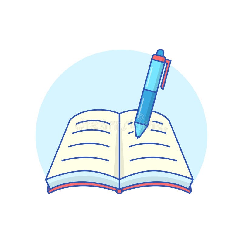 Book, Pencil and Pen Flat Vector Illustration Isolated on White ...