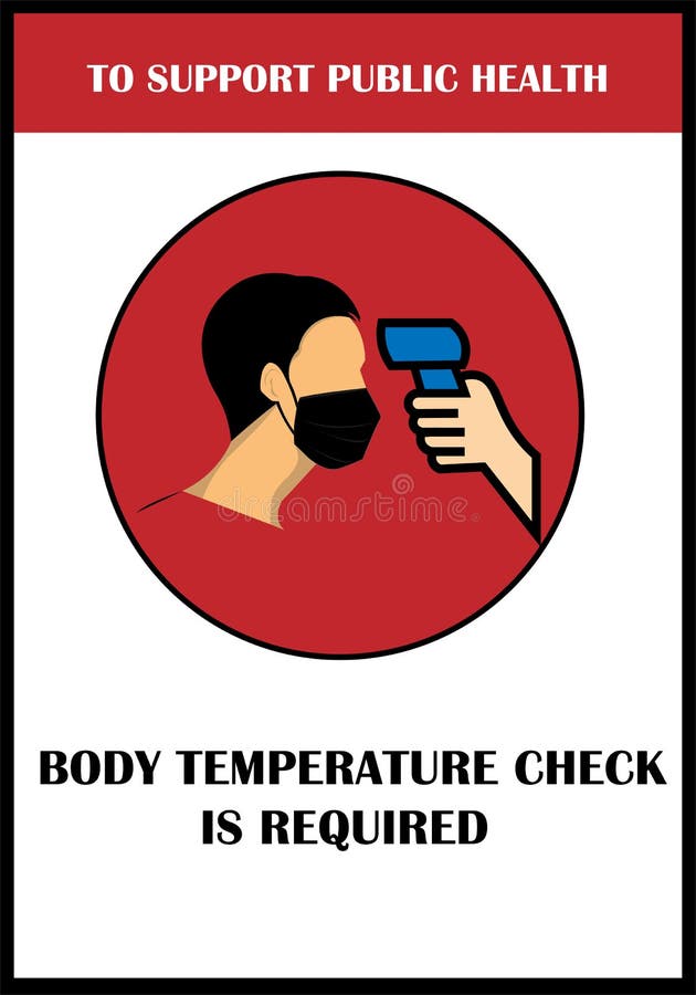 The Mandatory Sign for Temperature Check of the Man in Red. the Body ...