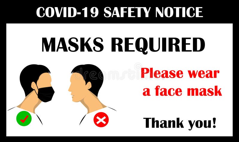 Wear Mask Sign Vector. Mask Sign and Notice. Safety Notice for Wearing ...