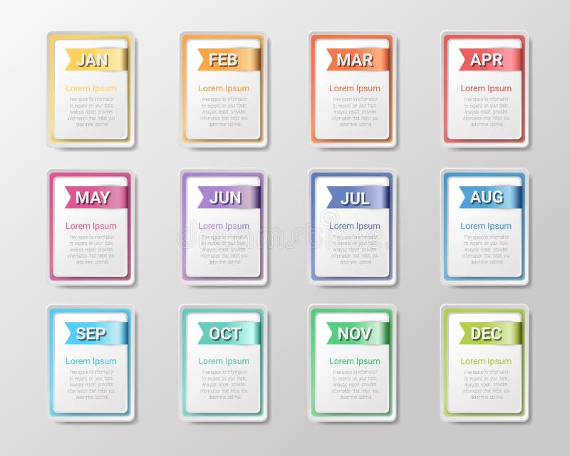 Presentation for 12 Months, 1 Year, Timeline Infographics Design Stock ...