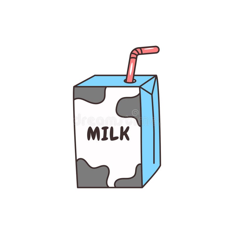 Cute Milk Cartoon Illustration Isolated on White Background Stock ...