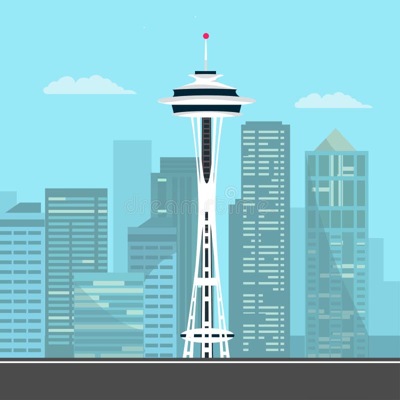 Seattle skyline editorial image. Illustration of destination - 97166070