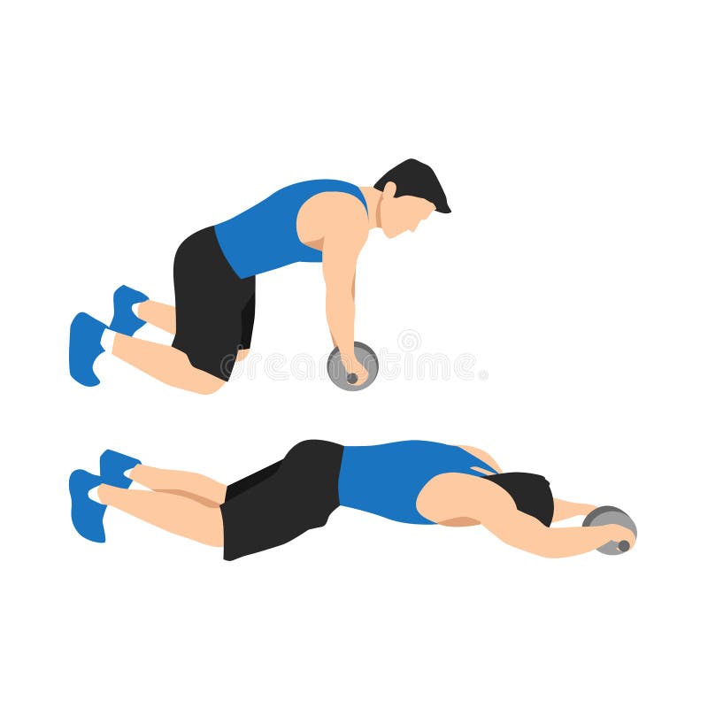 Man Doing Abdominal Roller Exercise Side View Stock Vector ...