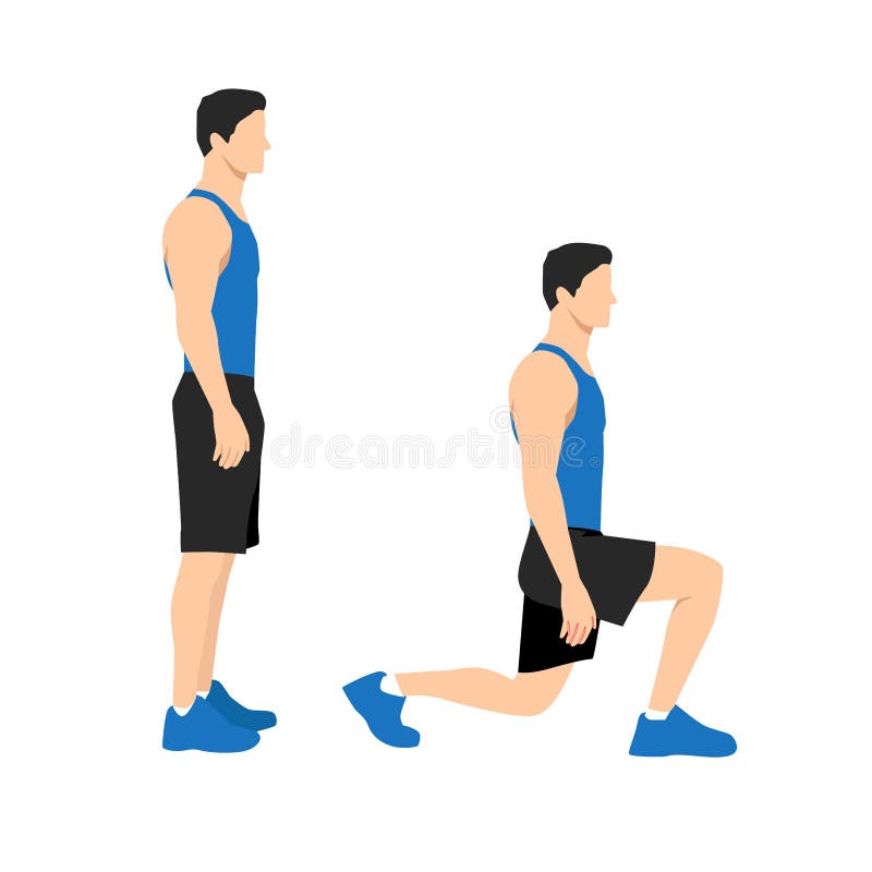 Illustrated Exercise Guide by Healthy Man Doing Lunges Stock Vector ...