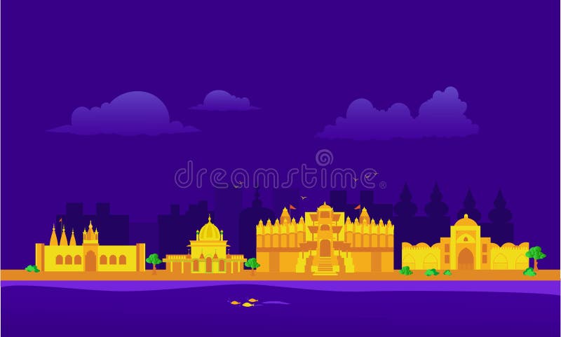 Cartoon Illustration of the Panipat Skyline. Stock Vector ...