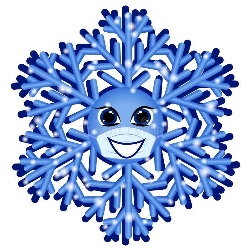 Christmas Snowflake Isolated on White Background in Medical Mask Stock ...