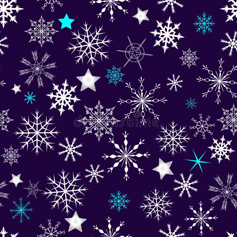 Snowflakes on Blue Background. Seamless Pattern, Vector, Ready To Print ...