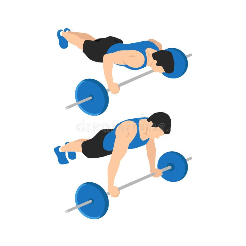 Barbell Push Ups Exercise. Flat Vector Illustration Stock Illustration ...