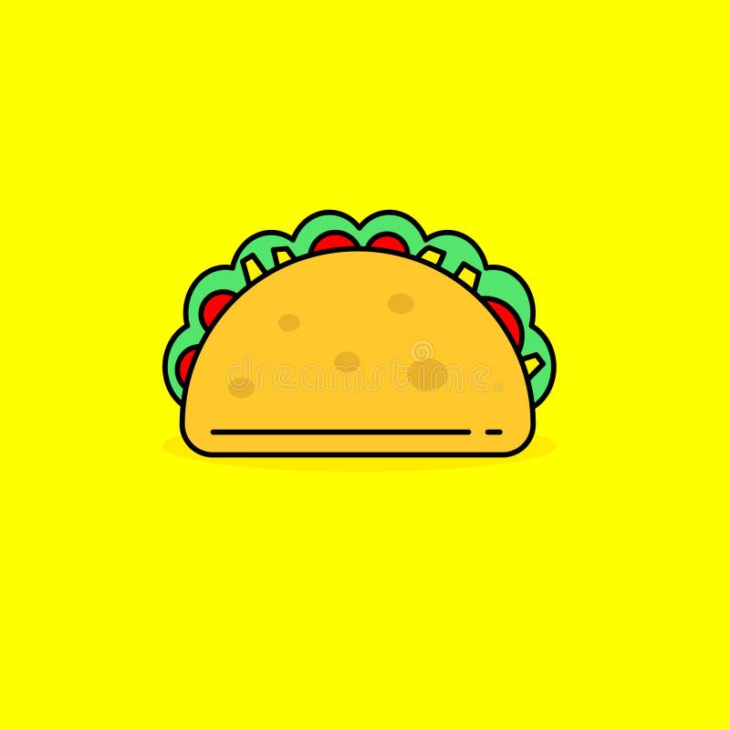 Simple Taco Vector Illustration Isolated on Yellow Background Stock ...