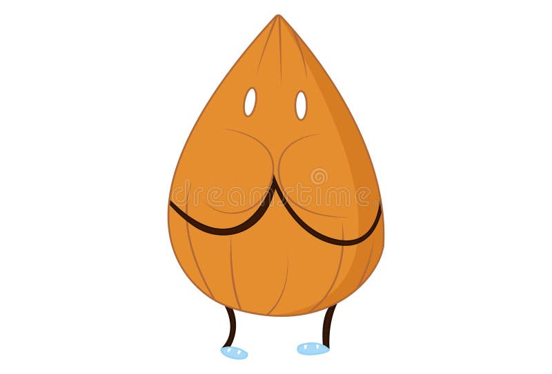 Vector Cartoon Illustration of Cute Almond Stock Vector - Illustration ...