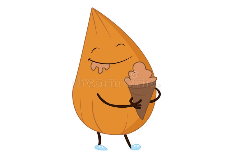 Vector Cartoon Illustration of Cute Almond Stock Vector - Illustration ...