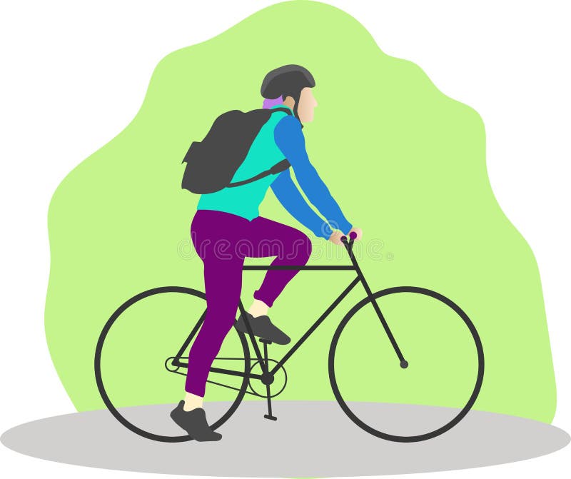 Art & Illustration of a Person Riding a Bicycle Stock Illustration ...