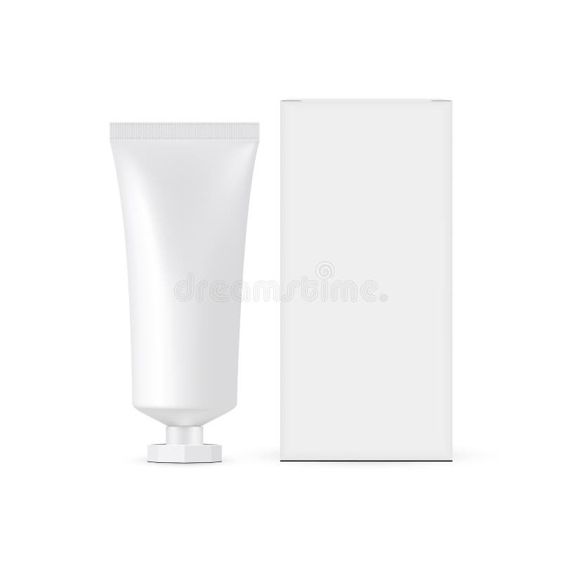 Small Plastic Cosmetic Tube with Octagonal Cap and Paper Box Front View ...