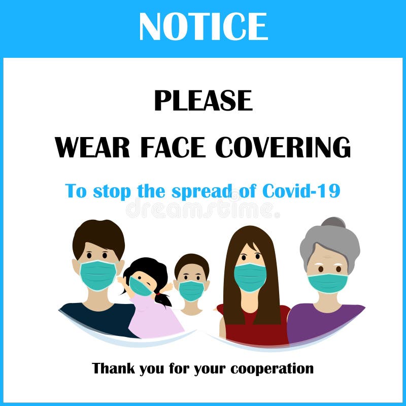 Wear Face Mask Notice. Wear Face Mask Sign and Symbol Vector. Please ...