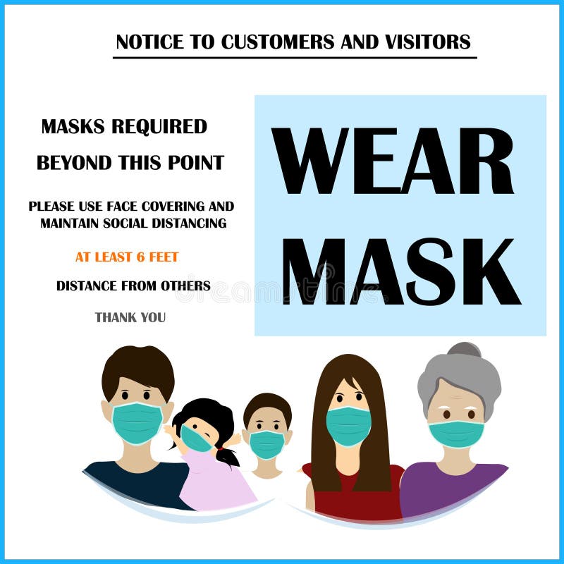 Wear Face Mask Notice. Wear Face Mask Sign and Symbol Vector. Please ...