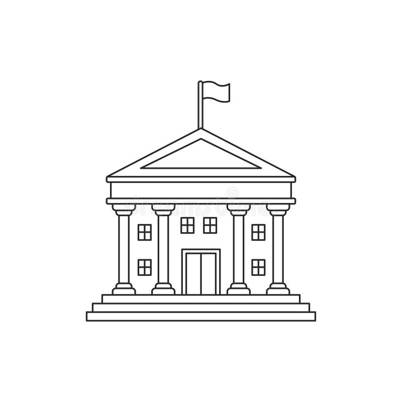 Linear Style of City Hall Icon Stock Vector - Illustration of drawing ...