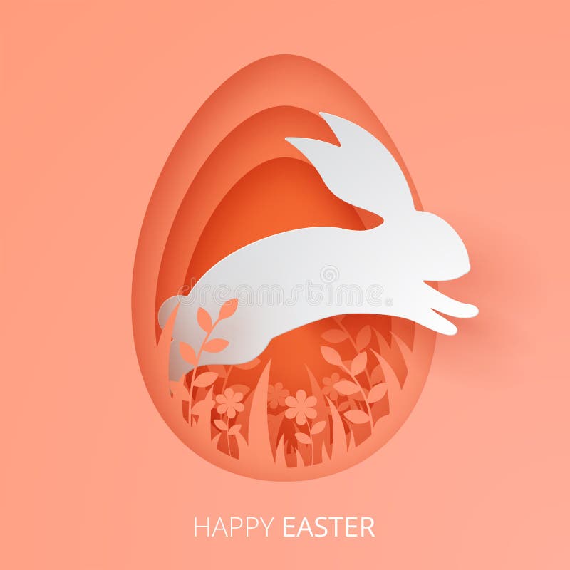 Happy Easter Paper Cut Greeting Card. Stock Vector - Illustration of ...