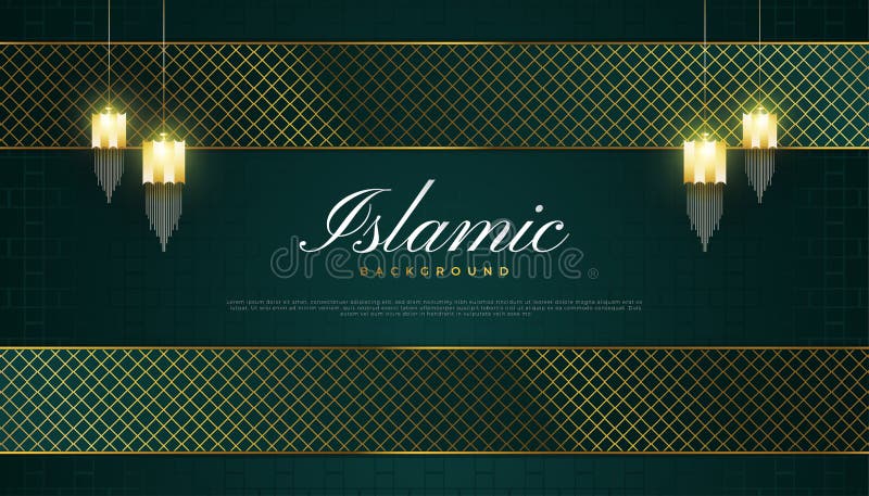 Islamic Background with Gold Arabic Lanterns and Abstract Pattern on ...