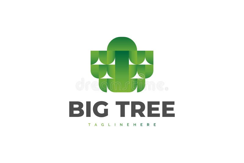 Big Tree Logo Template with Abstract and Modern Concept in Green ...