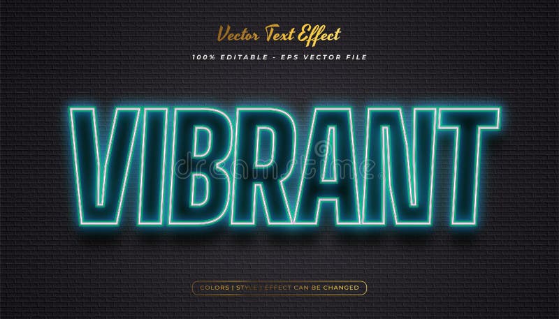 Bold Vibrant Text Style with Blue Glowing Neon Effect Stock Vector ...