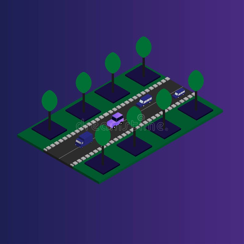 Isometric Cars on the Road Vector Concept Illustration Stock Vector ...