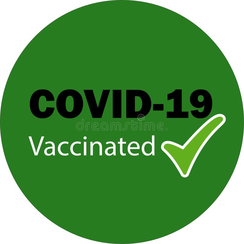 Covid-19 Vaccinated Symbol and Text Stock Illustration - Illustration ...