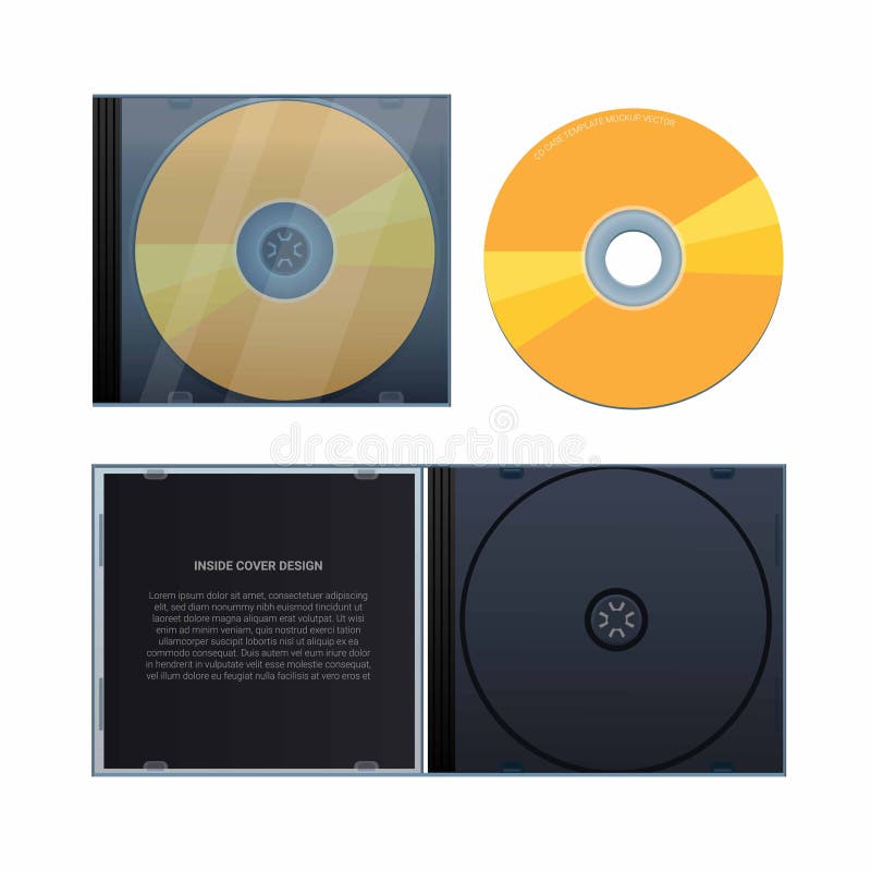 Cd Case Mockup Template Set Concept Realistic Illustration Vector Stock ...