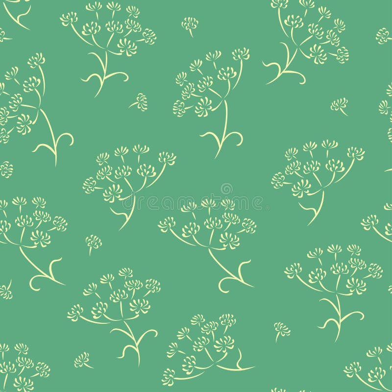 Botanical Background with Wild Plants. Floral Simple Flat Seamless ...