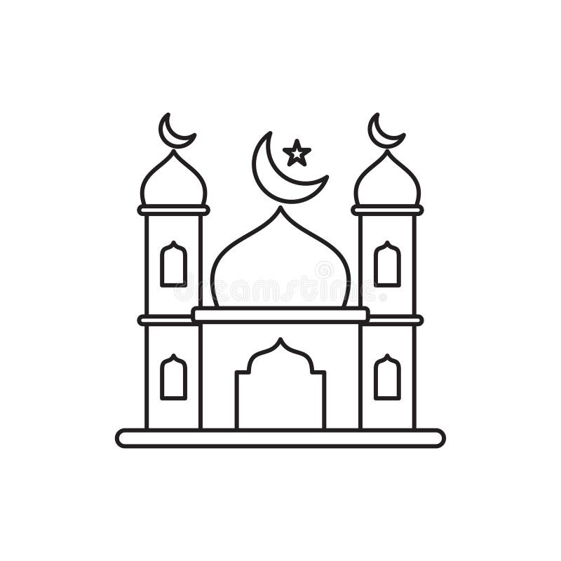 Simple Mosque Icon with Line Style Stock Vector - Illustration of ...