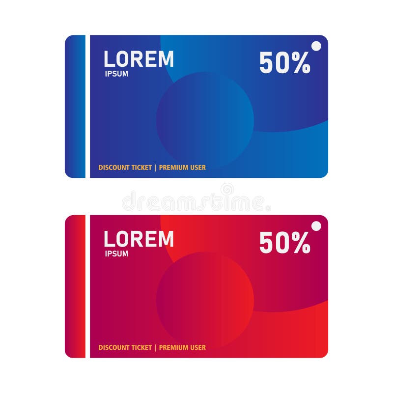 Discount Ticket Card Premium User Set Blue Red Stock Vector ...