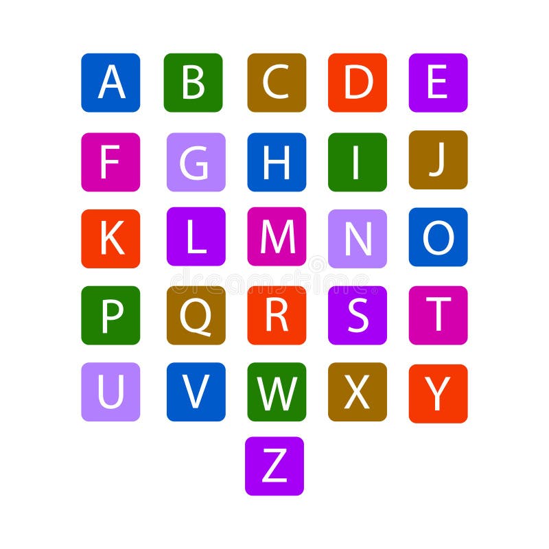 Vector Alphabet in the Simple Box with Full Colors Stock Vector ...