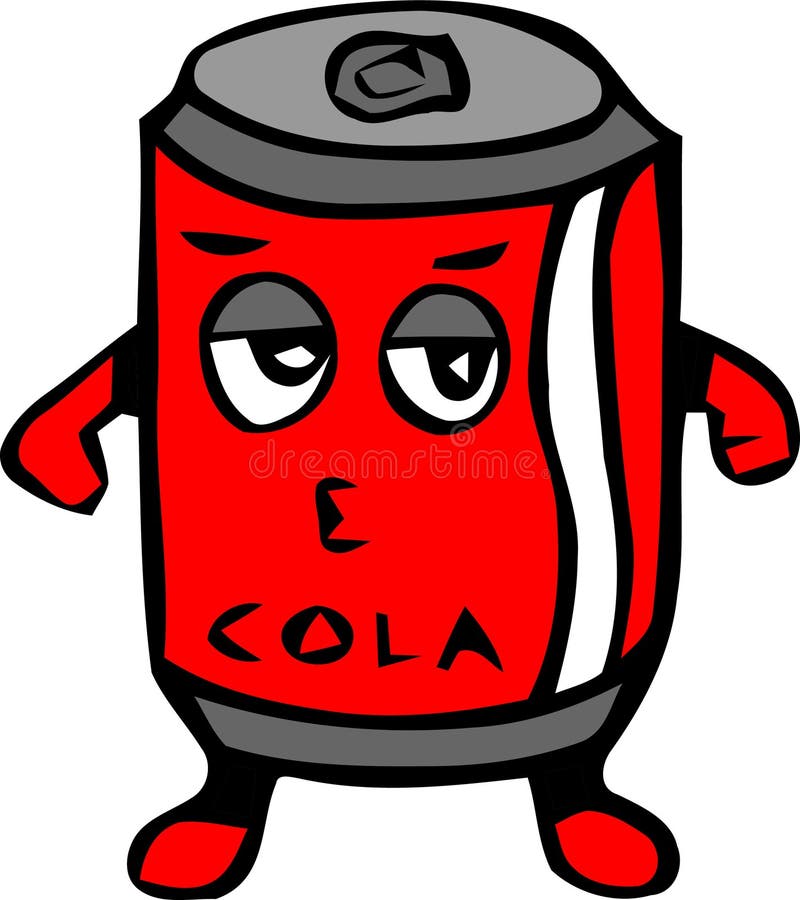 Cute Cola with a Guitar. Vector Illustration on White Background. Stock ...