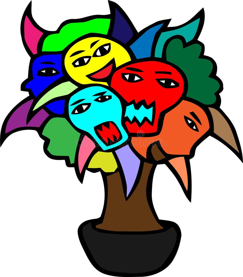 Demon Tree Very Creepy Concept Stock Vector - Illustration of diagram ...