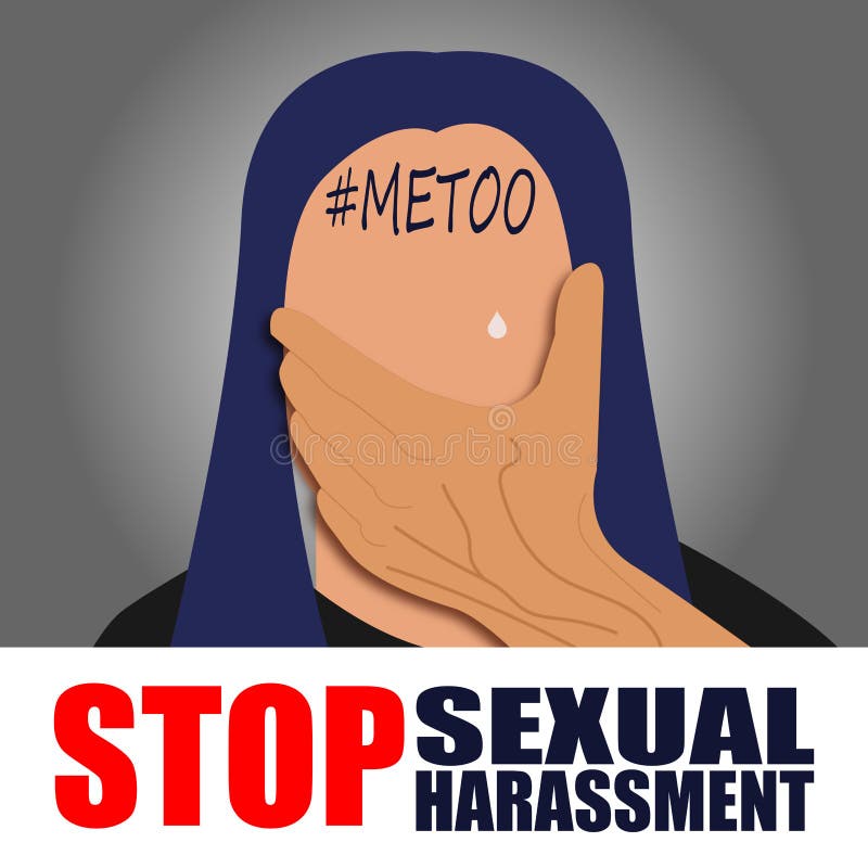 MeToo Banner White Woman in Victim Role, Male Hands. Stock Vector ...