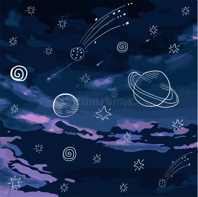 Vector Seamless Cosmos, Space, Universe Pattern Stock Vector ...