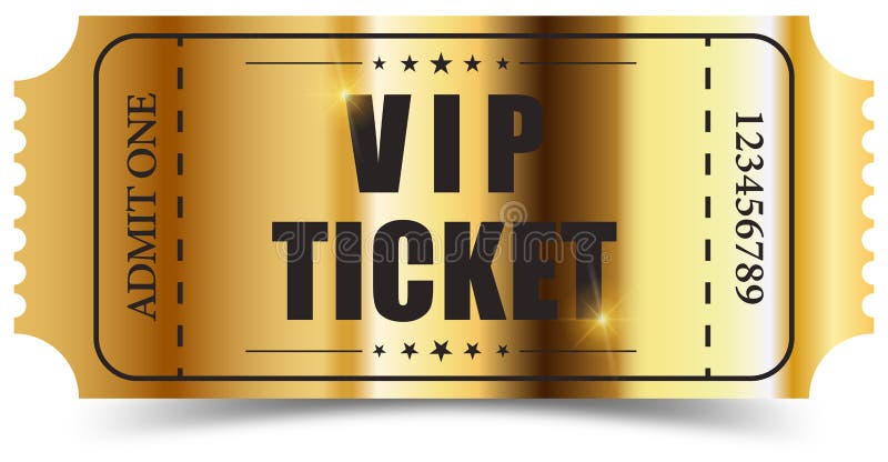 Realistic Golden Vip Ticket Stock Vector - Illustration of cartoon ...