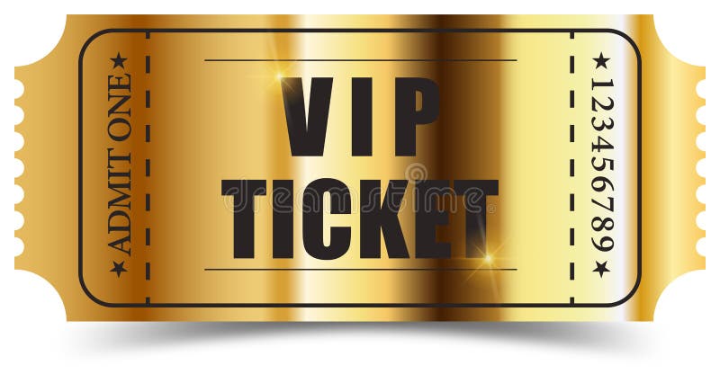Realistic Golden Vip Ticket Stock Vector - Illustration of cartoon ...
