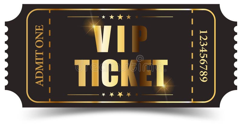 Realistic Golden Vip Ticket Stock Vector - Illustration of cartoon ...