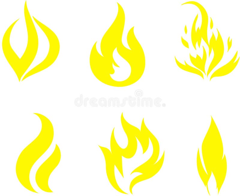 Fire Torch Yellow Collection Vector Abstract Flame Stock Vector ...