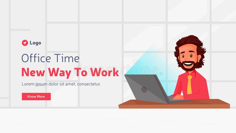 Banner Design of Office Time New Way To Work Stock Vector ...