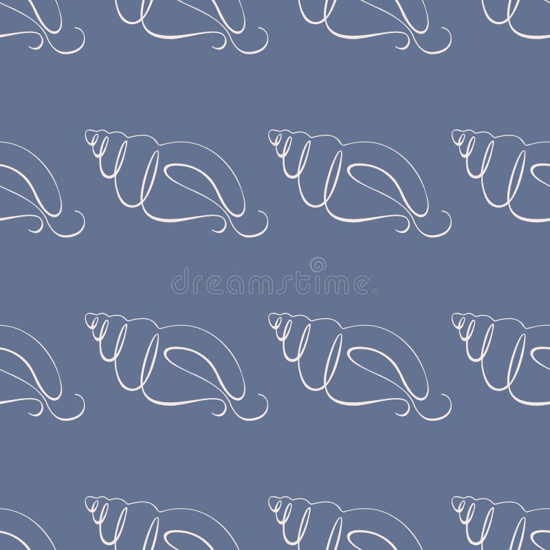 Seamless Pattern Line Art Sea Shell Stock Vector - Illustration of ...