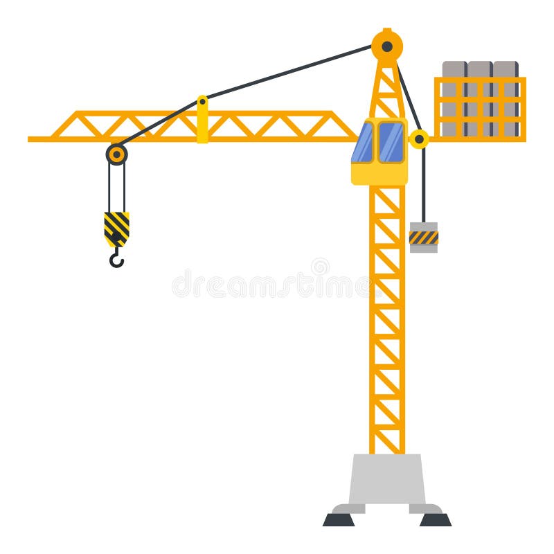 Tower Crane Build Machine Illustration Stock Vector - Illustration of ...