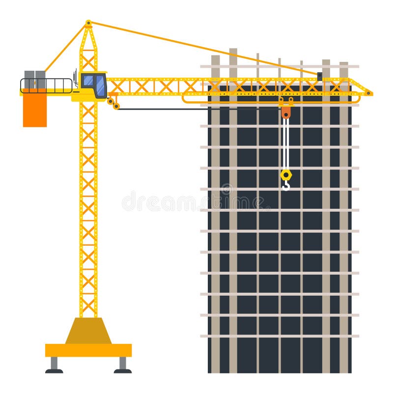 Construction Building Tower Crane Stock Vector - Illustration of ...