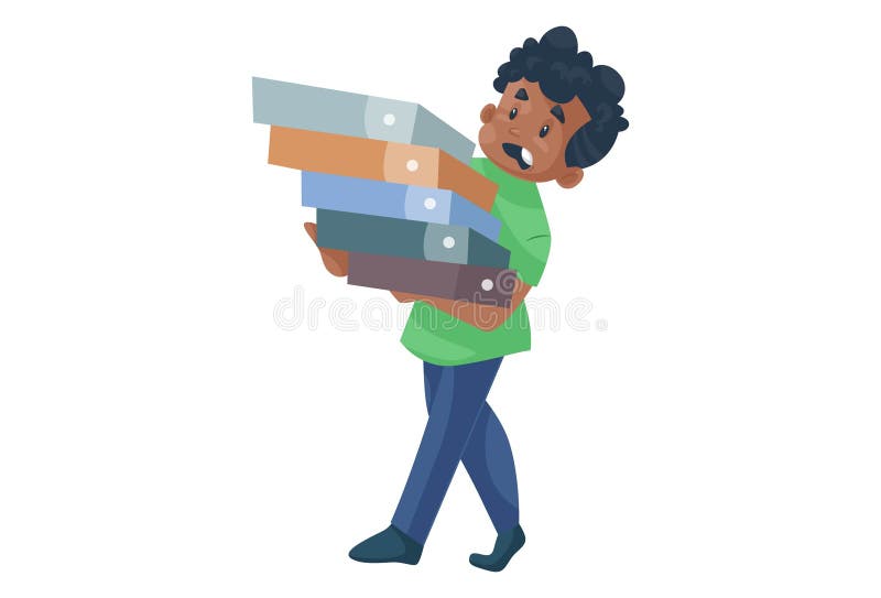 Office Boy is Holding Files Stock Vector - Illustration of heavy, funny ...