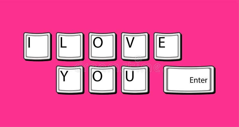 Typography I Love You on the Computer Keyboard for Greeting Card Stock ...
