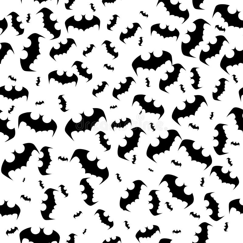 Bats Seamless Pattern in Different Sizes for Halloween. Endless Flying ...