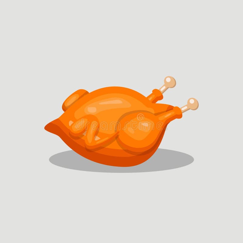 Roasted Chicken Illustration Flat Style, Roasted Chicken Vector ...