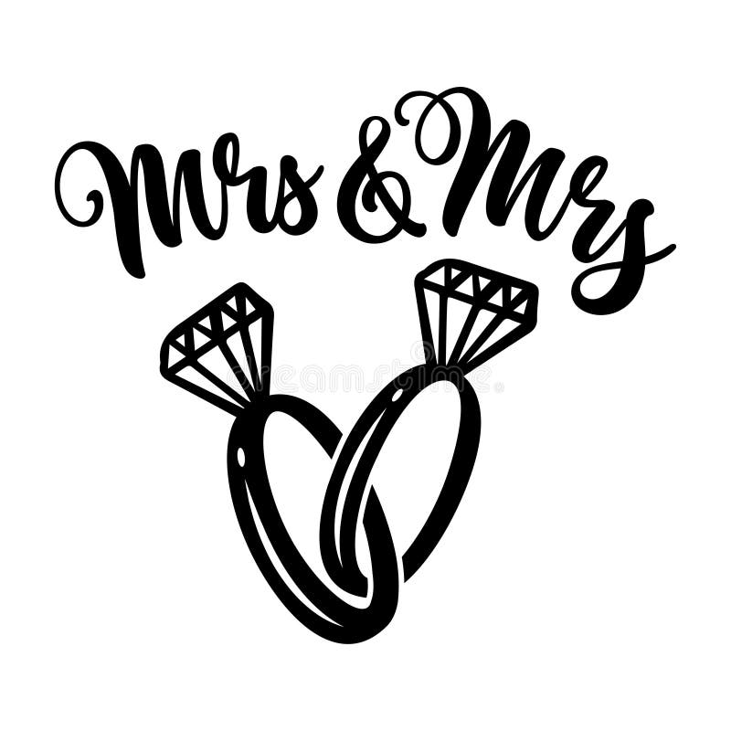 Wedding Engagement Ring Pair with Two Woman Rings Stock Vector ...