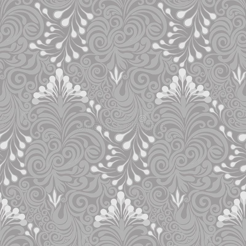 Damask Style Pattern on a Grey Background. Stock Vector - Illustration ...