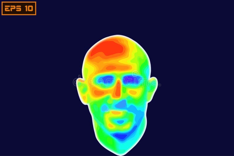 Vector Graphic of Thermographic Image of a Man Face Showing Different ...